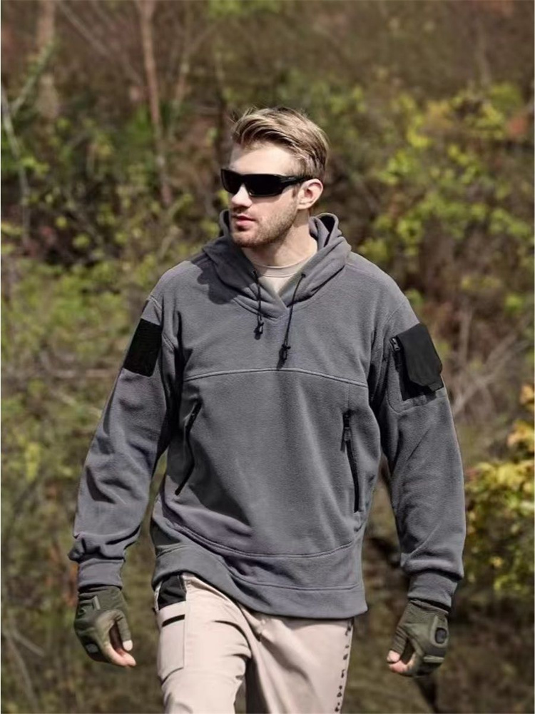 Свитшот Мужской CHAOPAI Шнуровка темно-серый Шнуровка Шерсть, размер 50 облегающий Длинный Китай ...