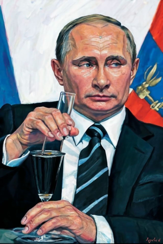 Табличка Путин "Ретро Портрет Владимира Путина", ретро стиль, металл ...