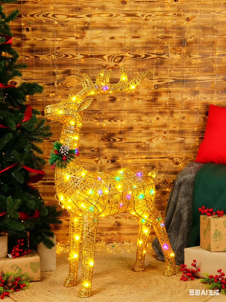 Олень светящийся светодиодный новогодний 40 см золотой купить на OZON ...