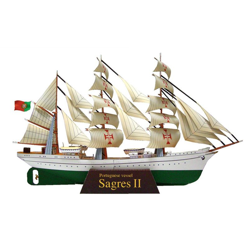 Португальский парусный учебный корабль Sagres II, бумажная модель, 1: ...
