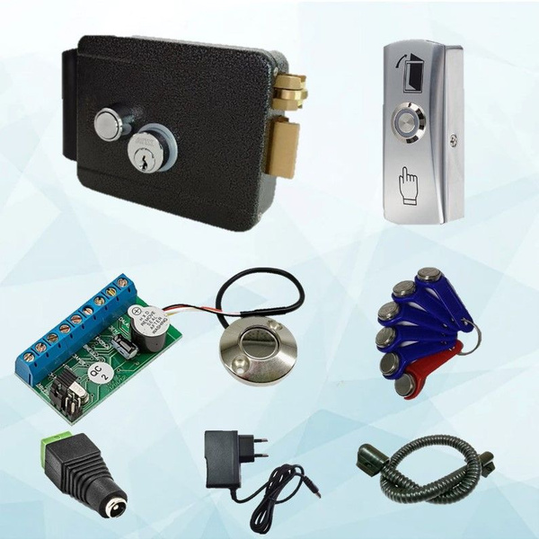 Комплект СКУД для калитки. Электромеханический замок, кнопка выхода, считыватель Touch Memory ...