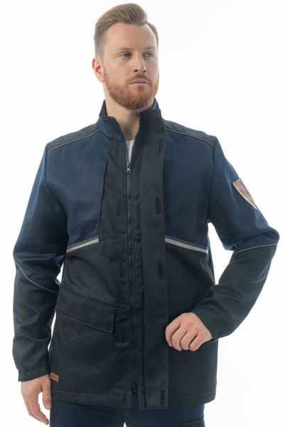 Куртка рабочая Мужской BRODEKS, размер 60, 62 темно-синий, черный, рост 182-188 Хлопок Светится ...