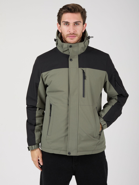 Куртка Мужской KINGSO MENS Капюшон, Карманы хаки, черный Полиэстер, размер 54 Длинный Демисезон ...