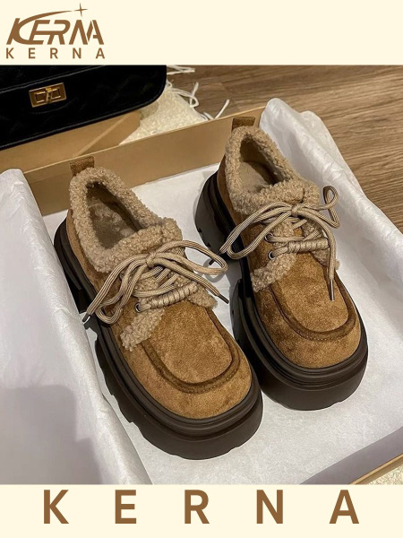 Лоферы Женский KERNA каштановый, размер 36 Платформа Демисезон R (средняя) Шнурки Россия ...