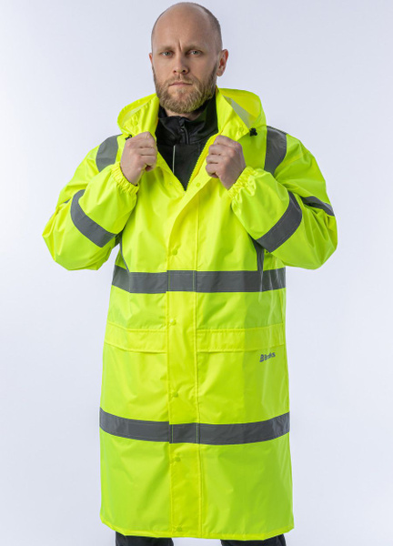 Плащ рабочий Мужской BRODEKS, размер 60, 62 желтый Полиэстер Полоска Молния, Кнопки ...