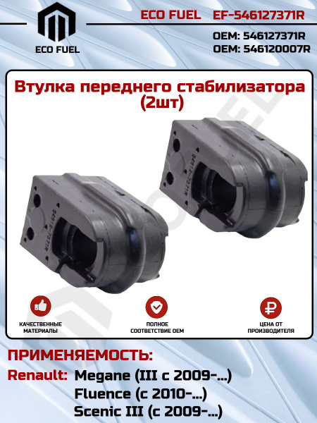 Втулка стабилизатора передней подвески (2шт) для Renault Fluence ...