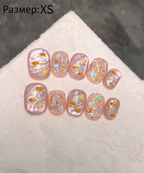 Розовый блестящий отбеливающий маникюр ручной работы 10 штук купить на ...