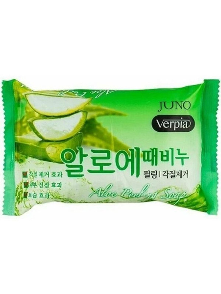 Мыло корейское с экстрактом алоэ Juno Aloe Peeling Soap 150г, Корея ...