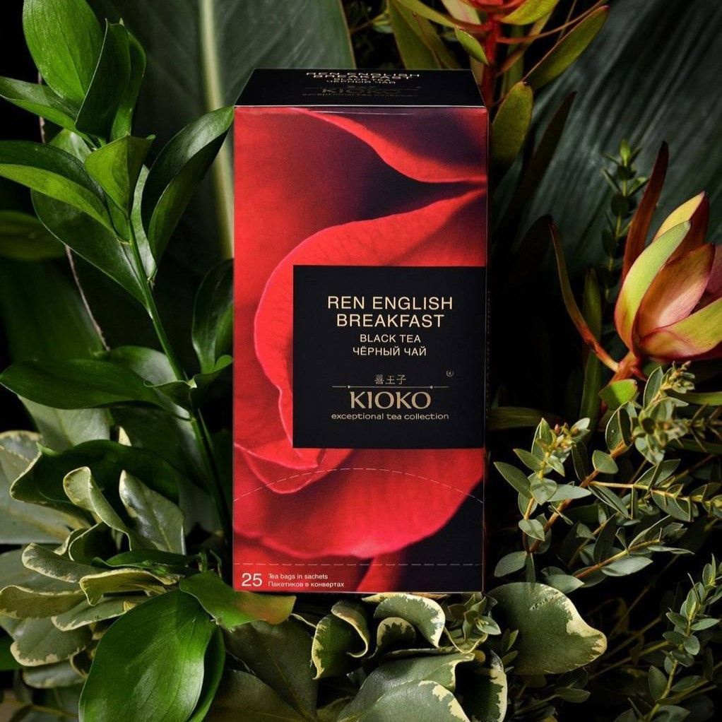 Чай черный в пакетиках KIOKO Ren English Breakfast, Premium, 25 шт, крепкий английский чай ...