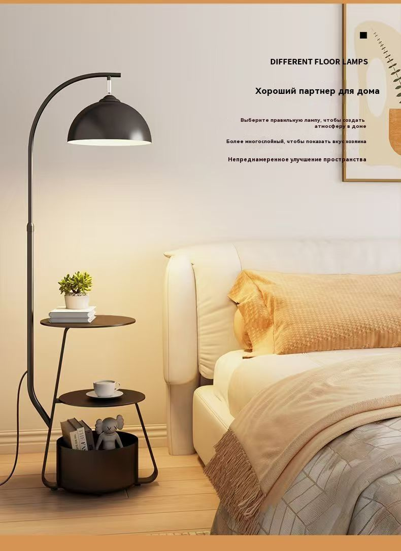 Торшер Oliver Light, E27, Регулируемая высота Кремовый круглый абажур Деревянный журнальный ...