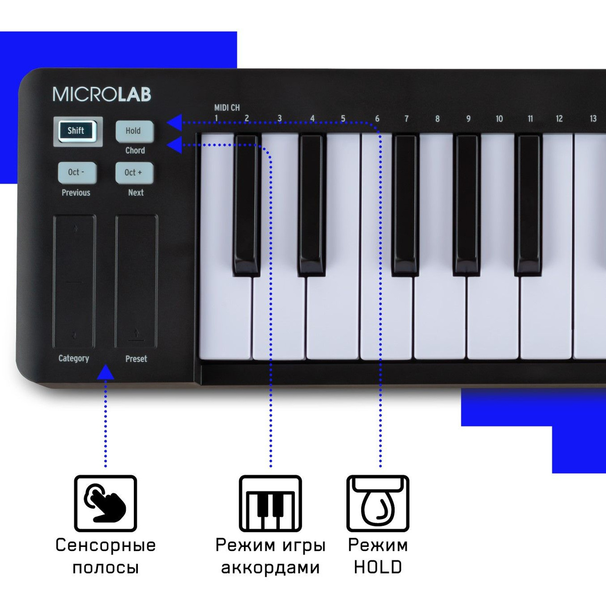 MIDI клавиатура Arturia MicroLab 3 Black, 25 клавиш, чувствительных к скорости нажатия купить на ...