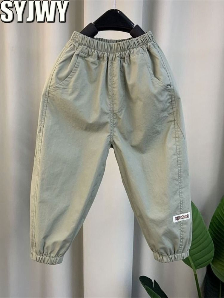 Брюки Мальчики SYJWY умеренно зеленый Хлопок Повседневный, размер 90 полуприлегающий Лето ...