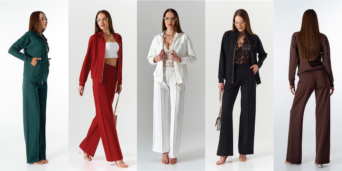 Костюм спортивный Женский Marmelad Lady Повседневный брючный, двойка коричневый, размер 52 ...