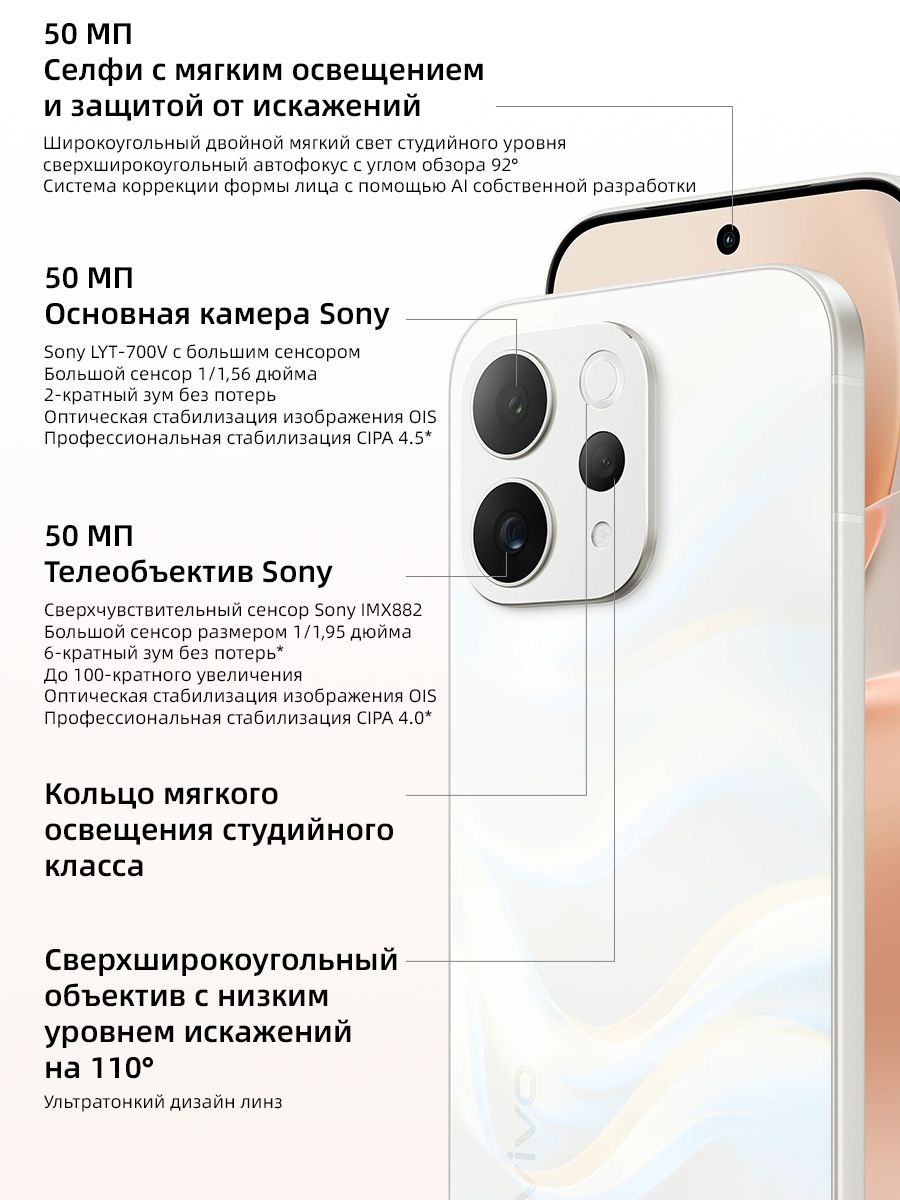 Смартфон vivo V2528AS50-HI 512 ГБ 16 ГБ Серый 6.59 OLED/AMOLED ...