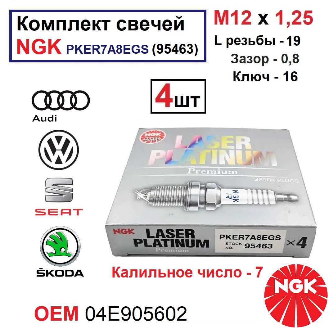 Свечи NGK PKER7A8EGS (95463) на VAG с дв 1.2 - 1.4 TSI TFSI (OEM ...