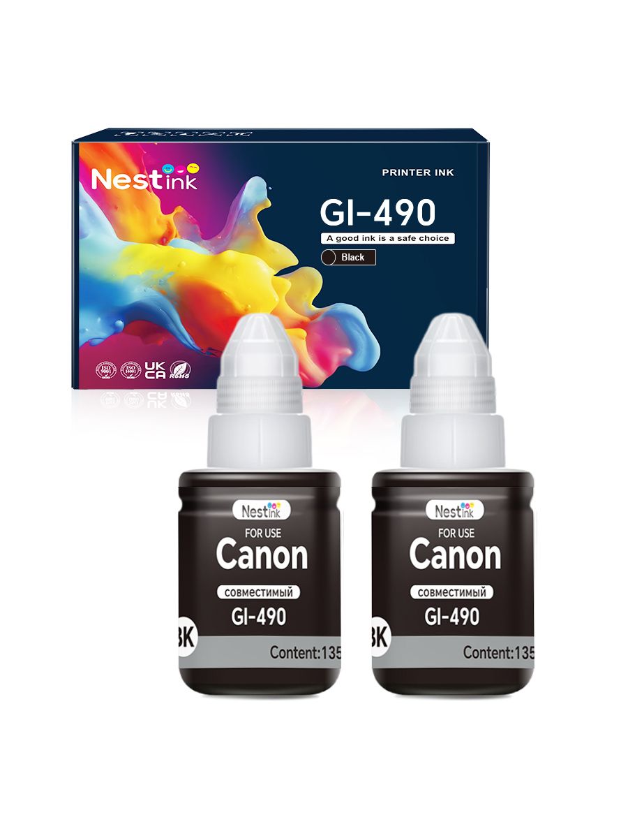Чернила NestInk GI490, Черный (black), для струйного принтера ...