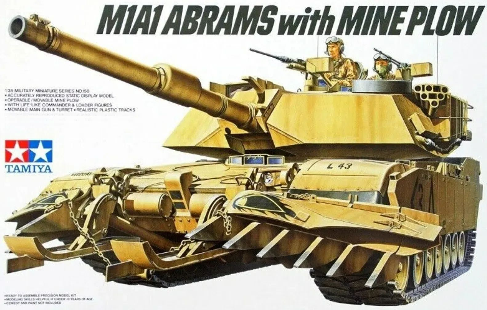 Tamiya 35158 1/35 USA M1A1 Abrams w/Mine Plow основной боевой танков ...