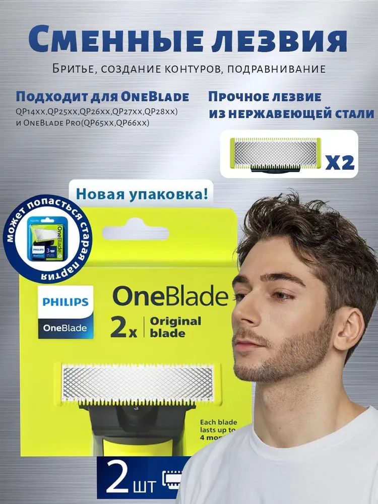 Сменные лезвия Philips QP220/51 для OneBlade и OneBlade Pro, 2 шт ...