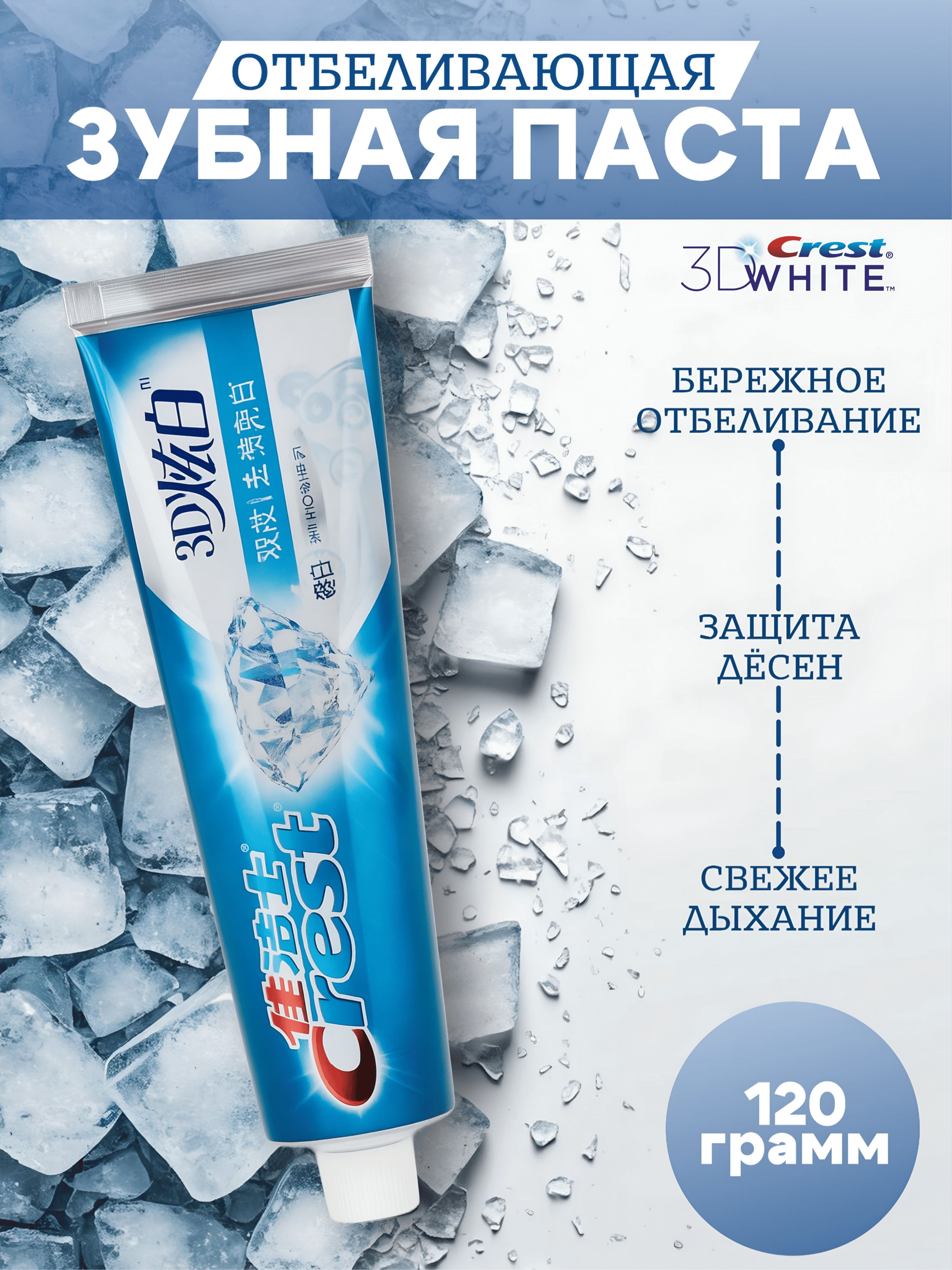 Зубная паста отбеливающая Crest 3D 120гр купить на OZON по низкой цене ...