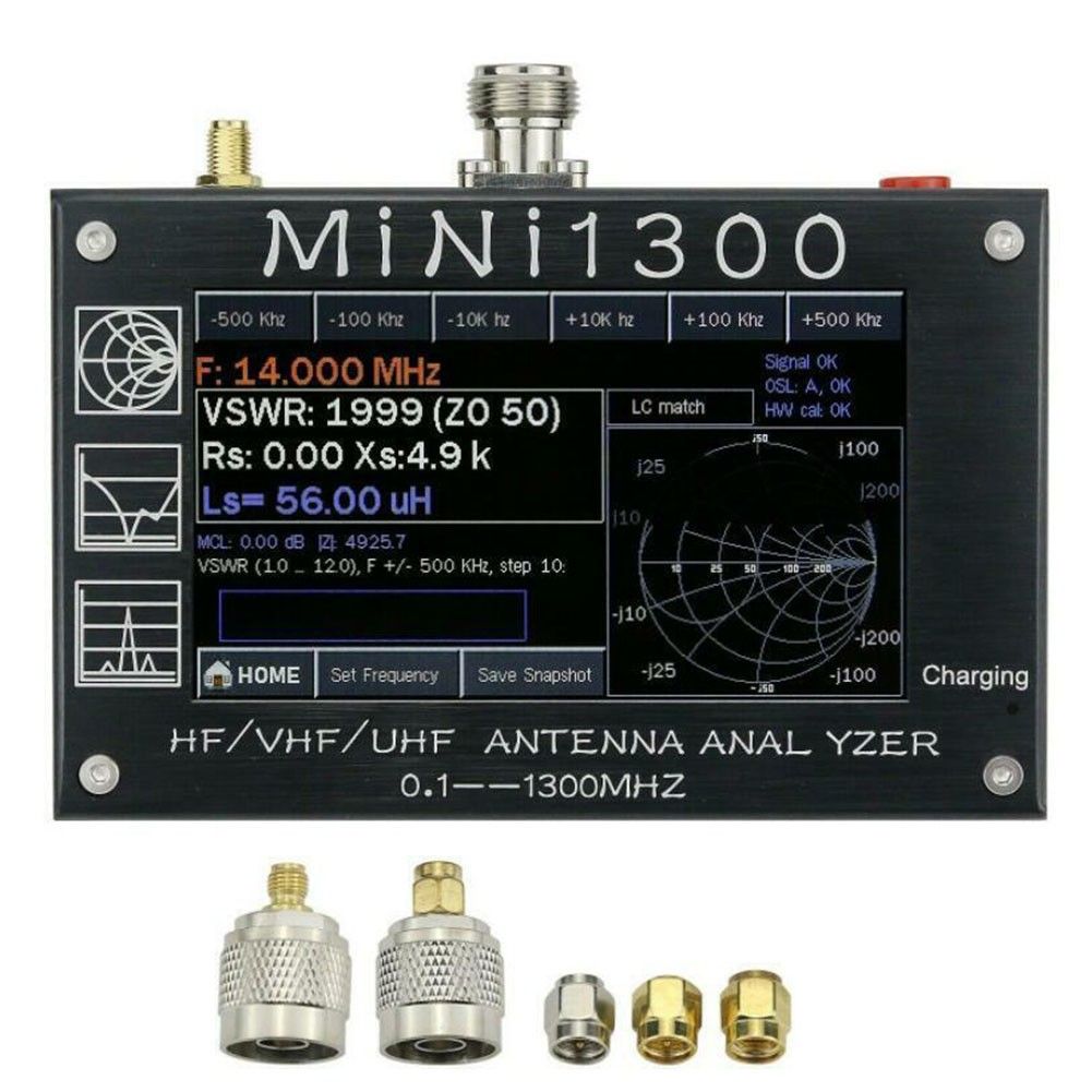 Mini1300 4,3 "ЖК-дисплей 0-1300 МГц HF/VHF/UHF SWR Антенный Анализатор ...