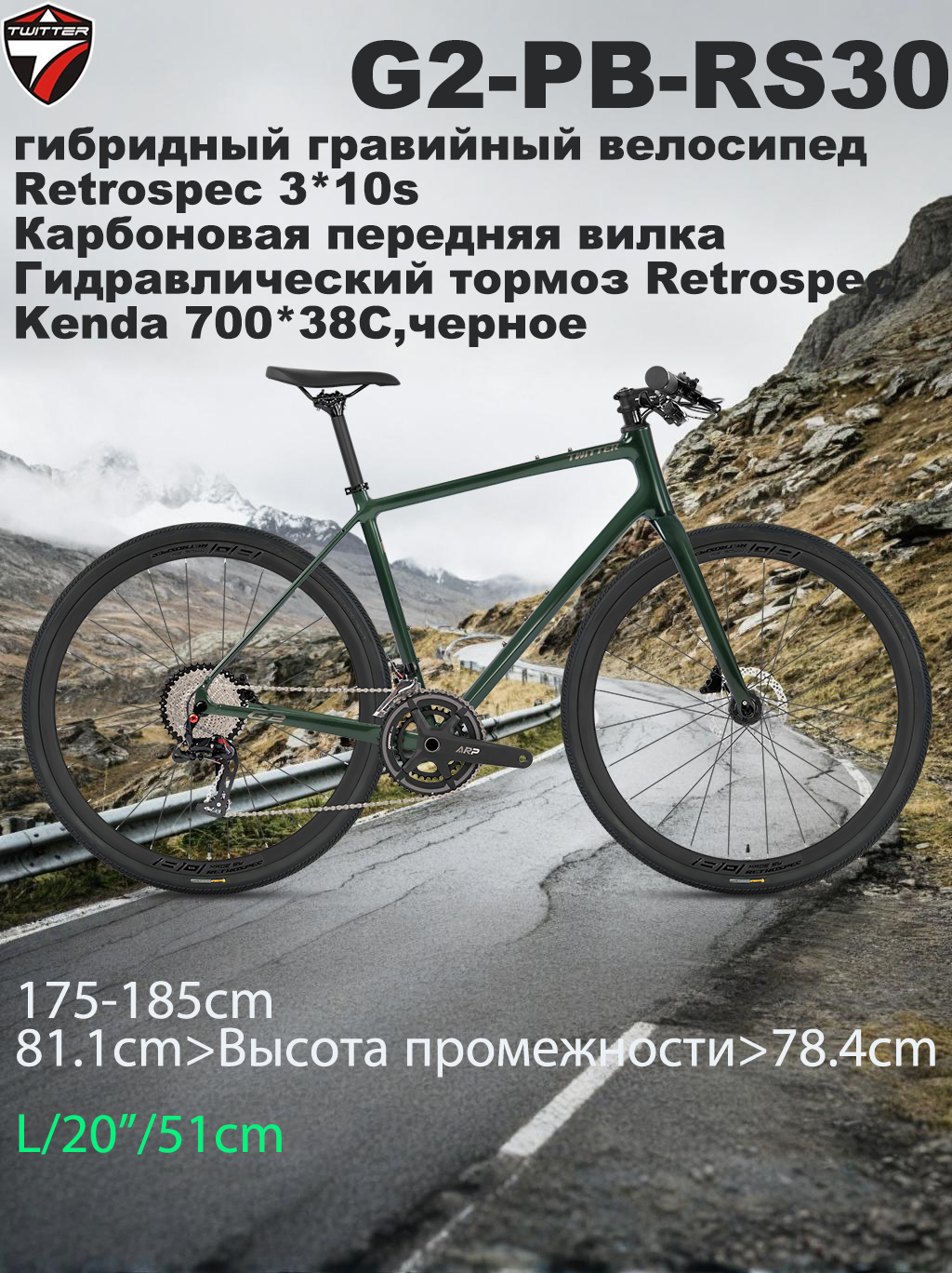 TWITTER BIKE Велосипед Гибрид, Гравийный, G2-PB-RS30 купить на OZON по ...
