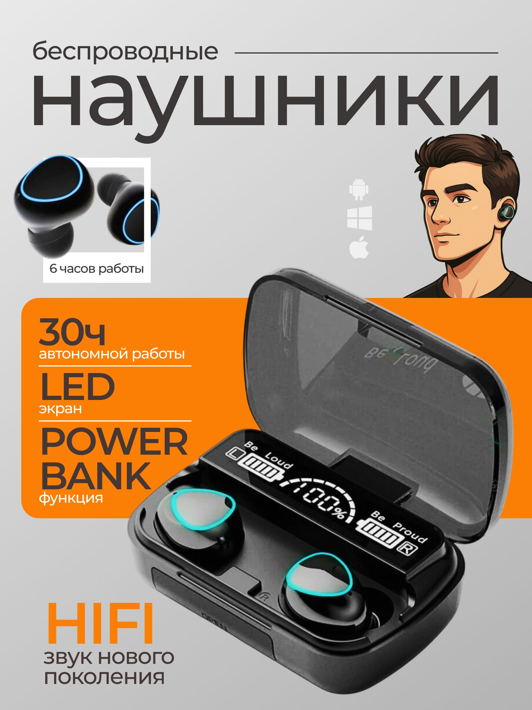 Вопросы и ответы о Наушники беспроводные M10 с микрофоном для телефона ...