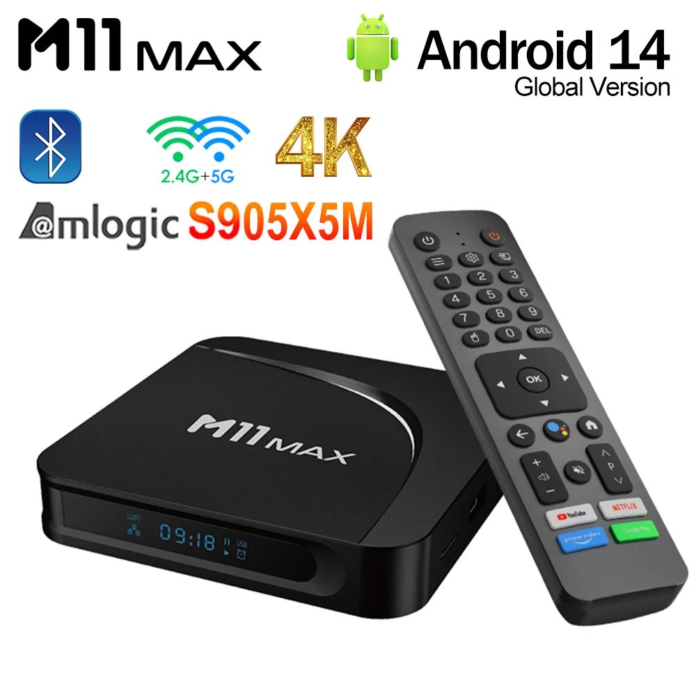 M11 Max Android 14 Smart TV Box Amlogic S905X5M 4K HD AV1 Set Top Box ...