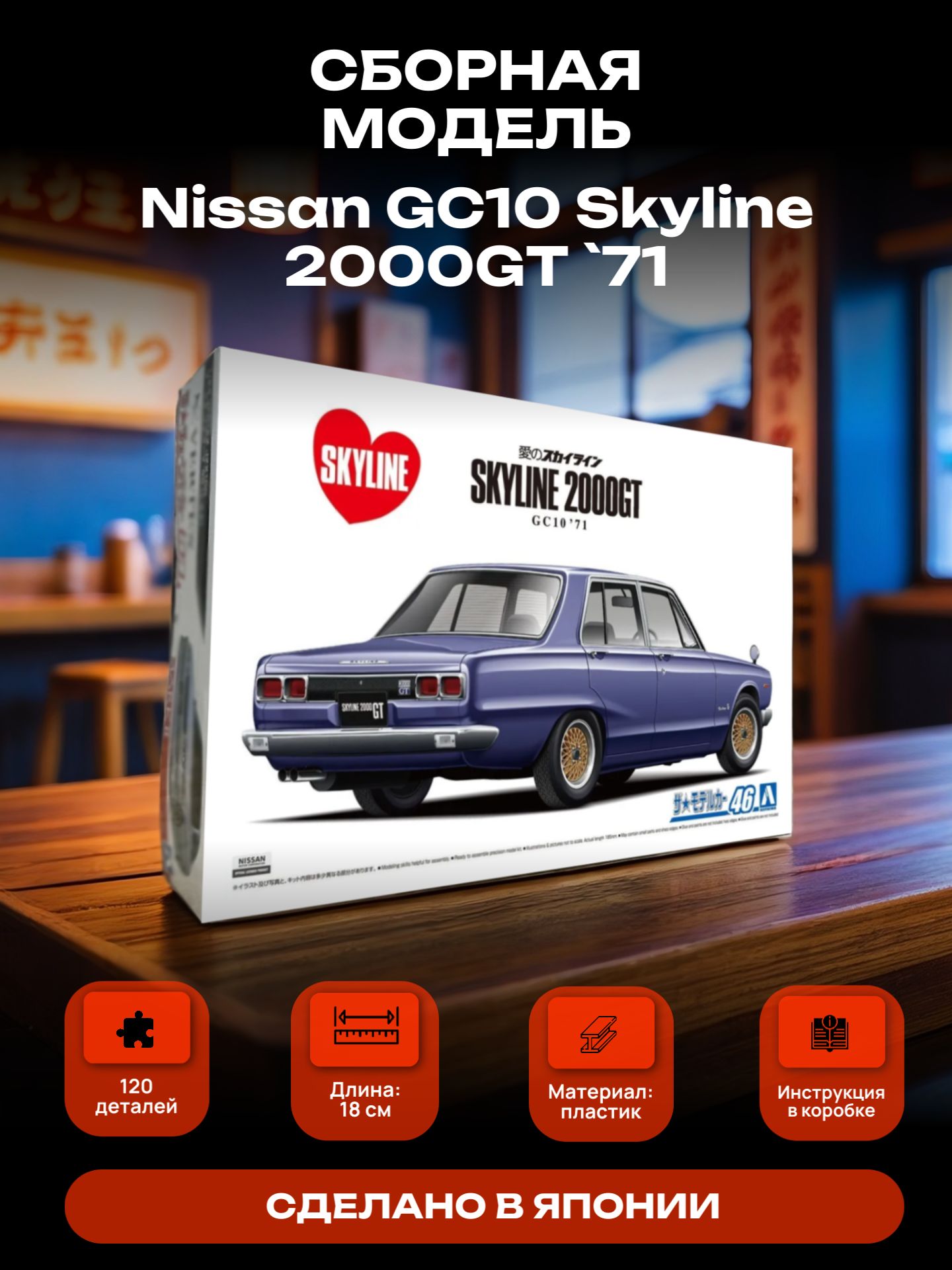 Сборная модель Nissan GC10 Skyline 2000GT '71 1/24 купить на OZON по ...