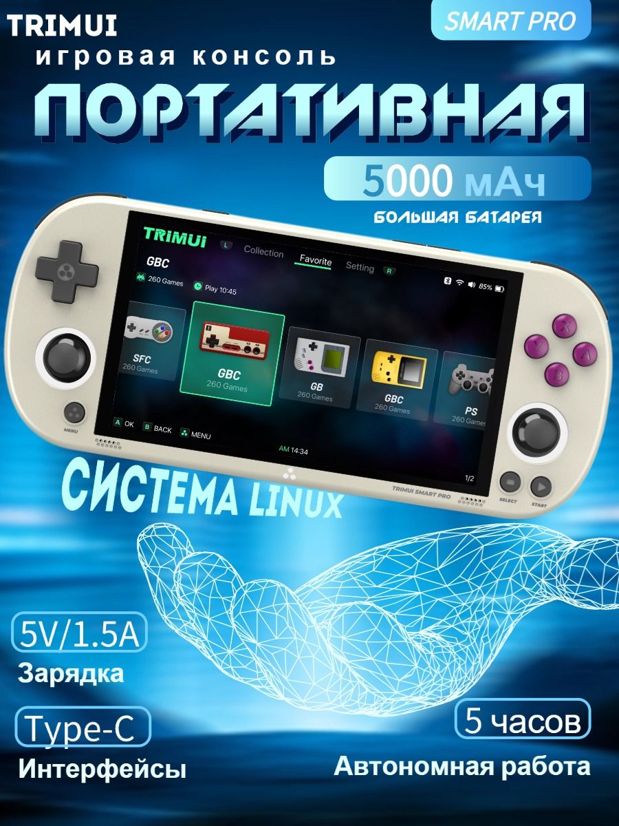 TRIMUI Smart Pro 4,96-дюймовый IPS-экран высокой четкости Система LINUX ...