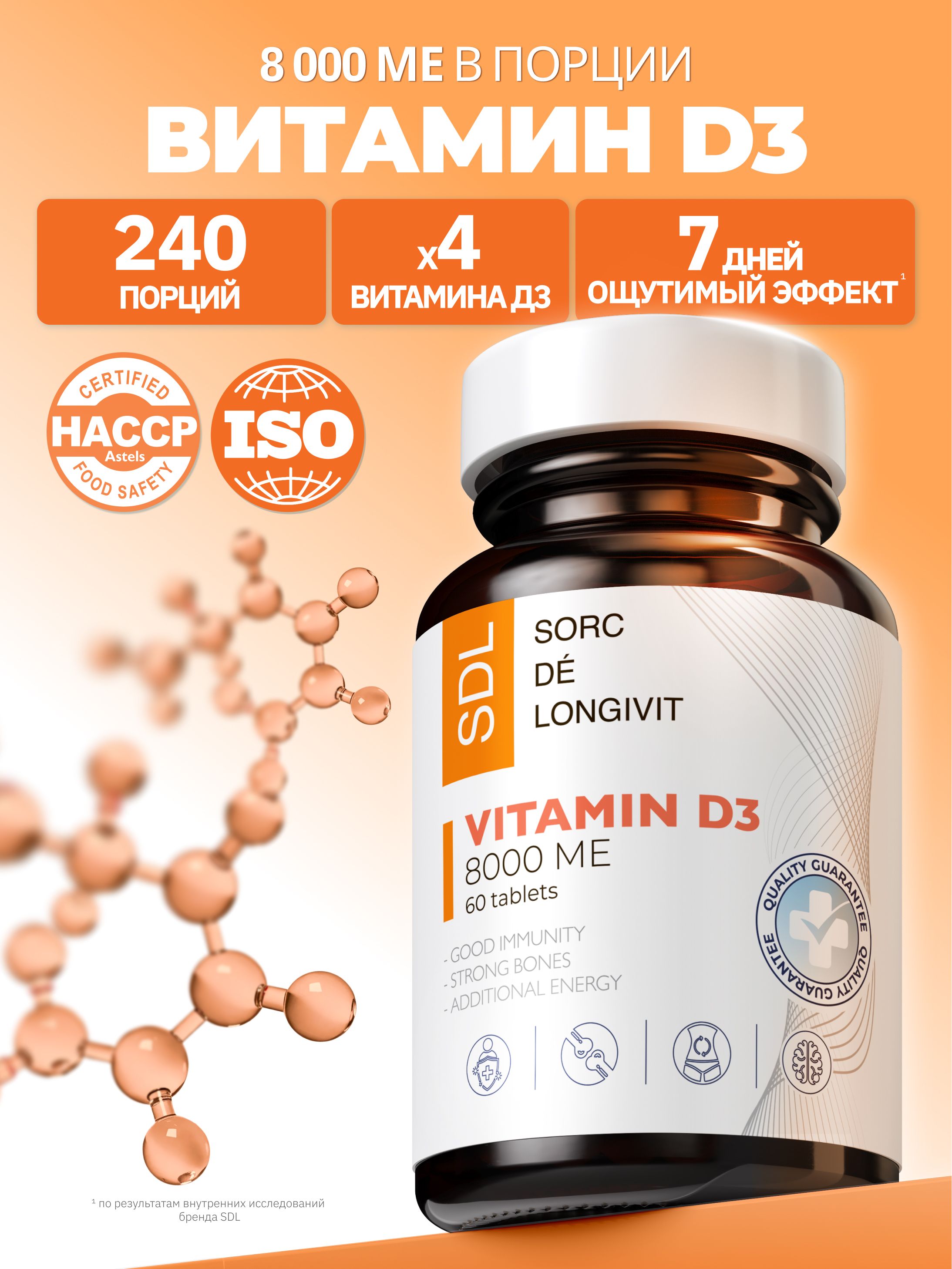Витамин Д 8000 МЕ, Витамин Д3 SDL / СДЛ ( Vitamin d3 ), для иммунитета ...