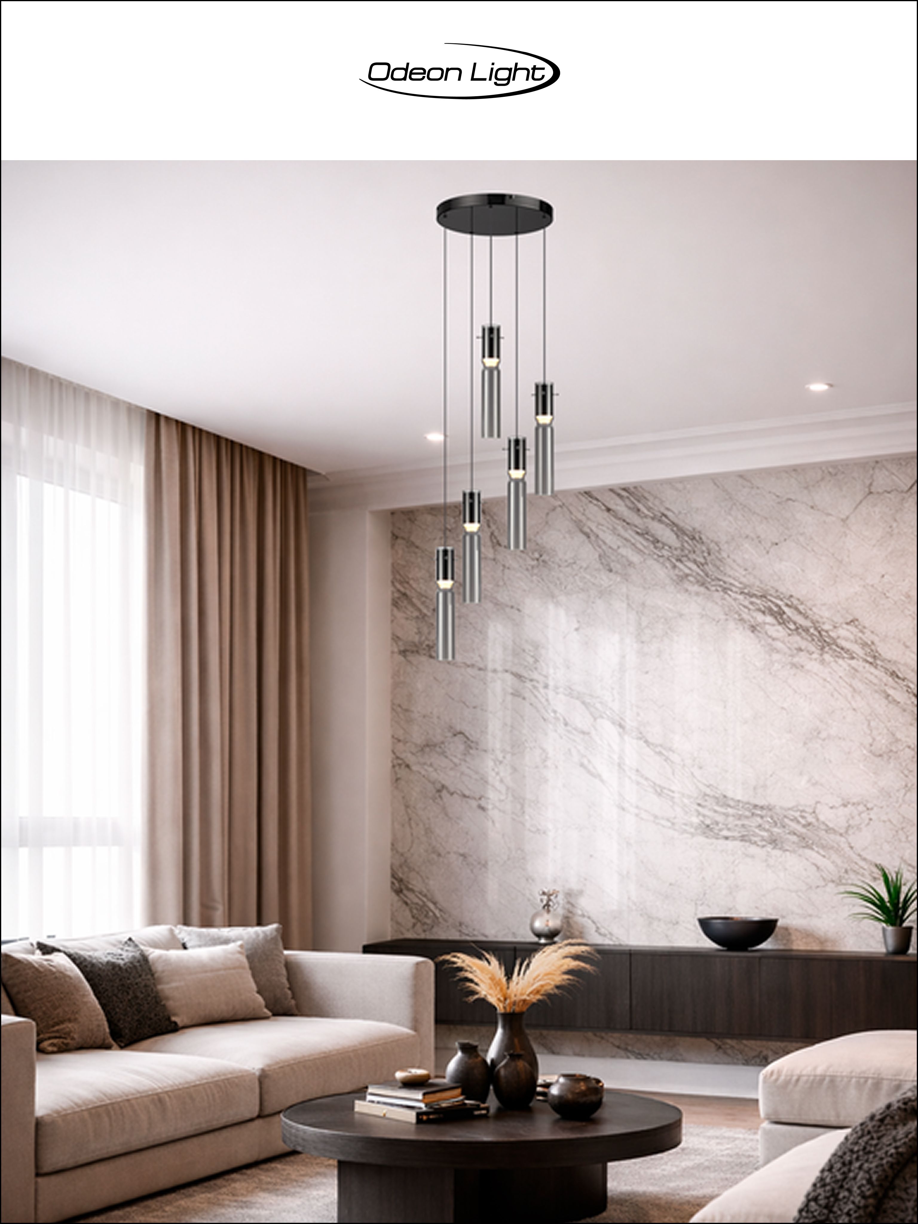Люстра каскадная светодиодная Odeon Light 5058/25L Scrow, 5х5Вт, 3000К ...