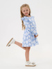 Платье Девочки NATIVIA голубой, белый Повседневный Длинный Хлопок Рюши, размер 134 Без застежки ...