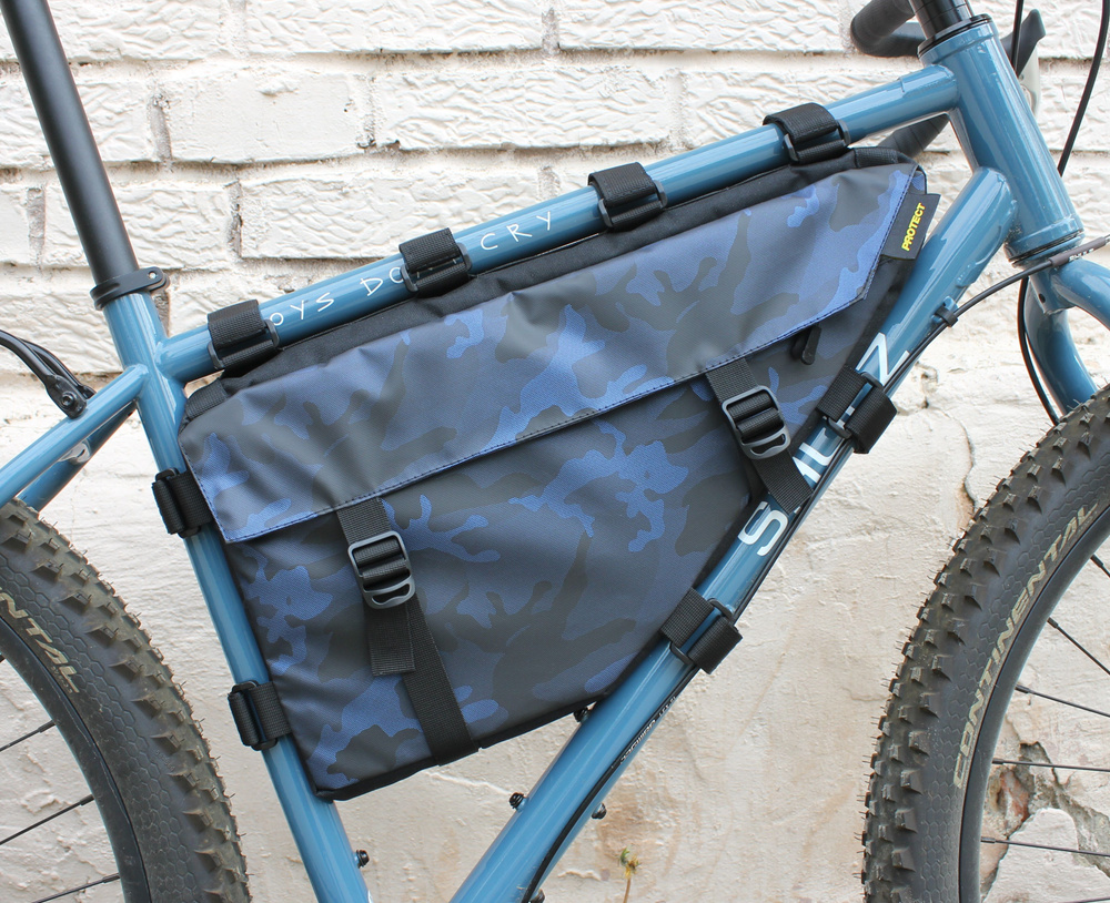 Велосумка под раму, серия Bikepacking, р-р 46х24х6 см, цвет синий принт ...