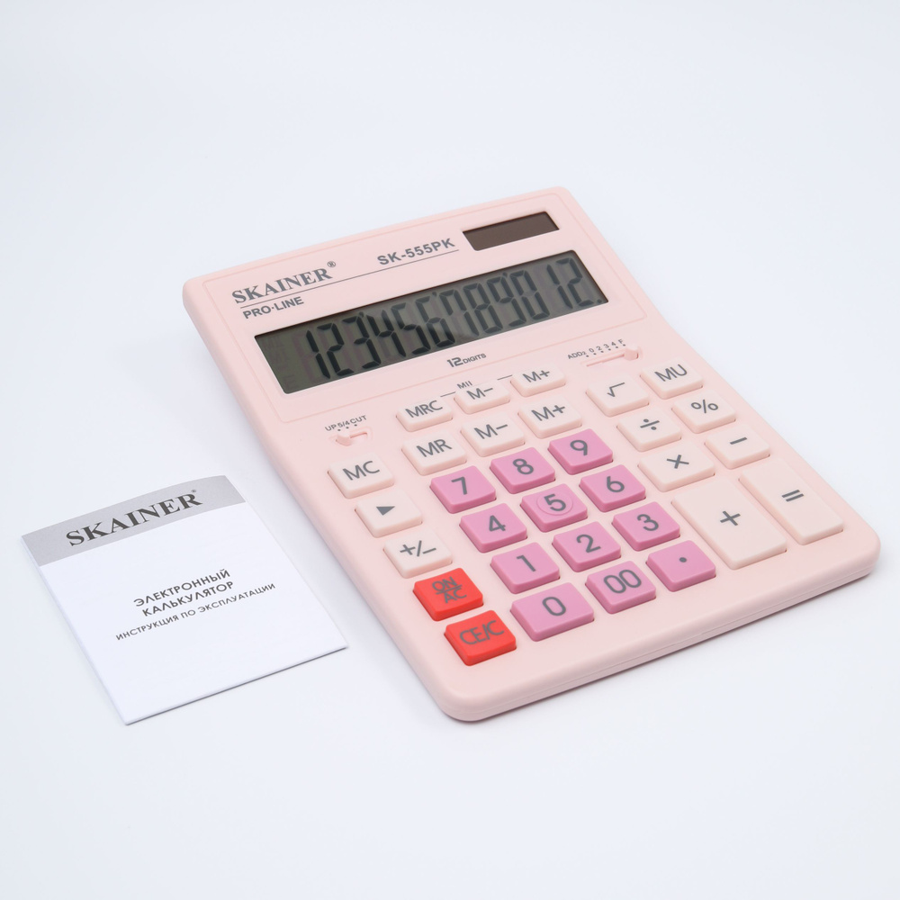 Калькулятор настольный SKAINER SK-555PK, 12 разрядный, с большим ...