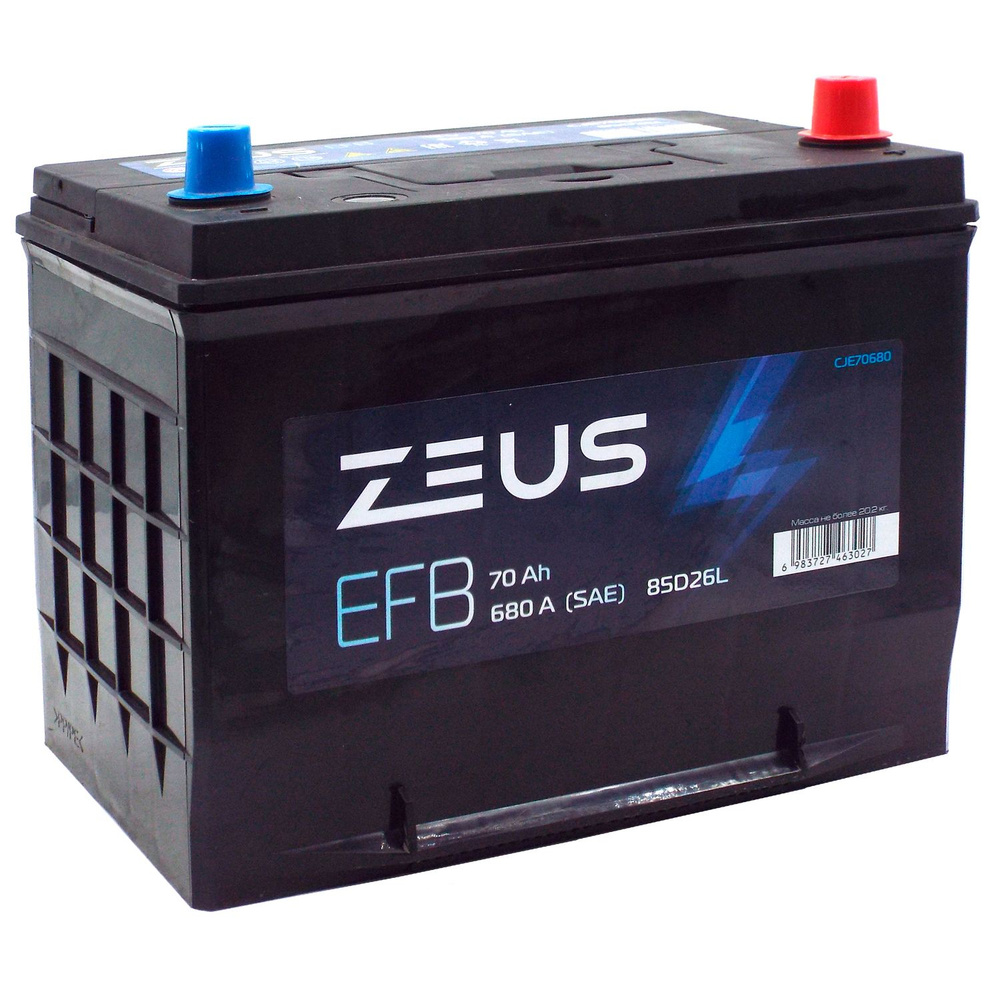 Аккумулятор автомобильный Zeus 70 - 6СТ АПЗ EFB Asia о.п. 85D26L (c ...