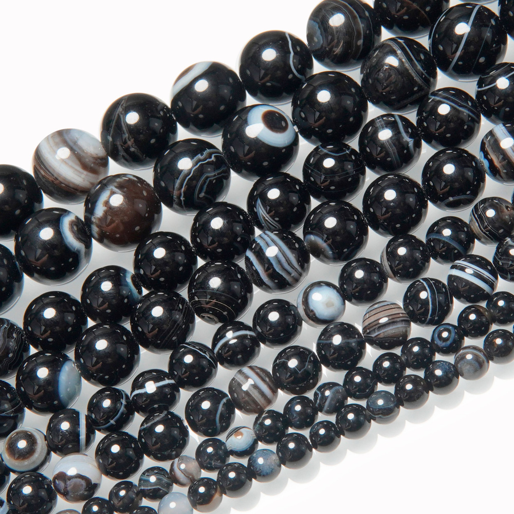 Агат чёрный 12 мм, бусины на нитке (около 32 шт) - купить с доставкой ...