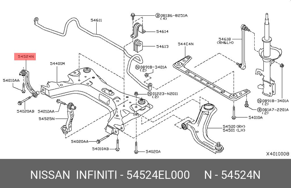 Тяга подвески перед прав Nissan 54524-EL000 - купить по доступным ценам ...