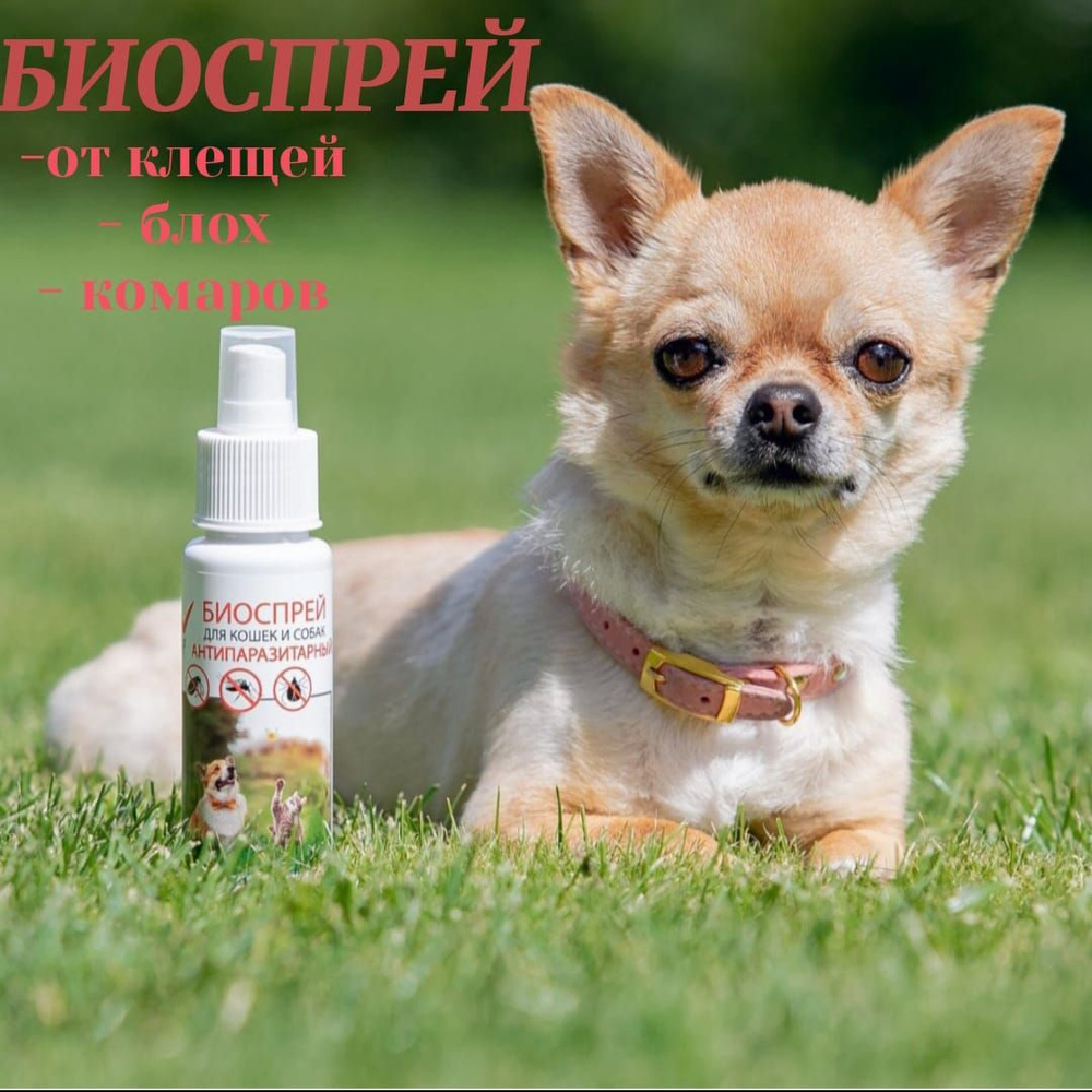Биоспрей от клещей блох комаров для собак и кошек, щенков, котят с 4-х ...