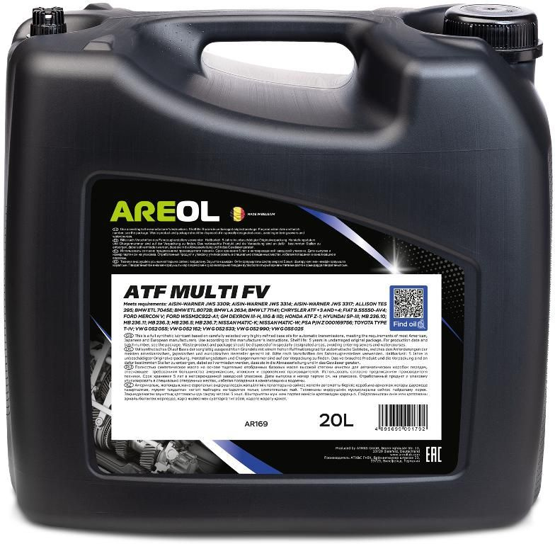 AREOL ATF MULTI FV (20L) Масло трансмиссионное синтетическое для АКПП, Febi 14738 JWS 3309,Ford ...