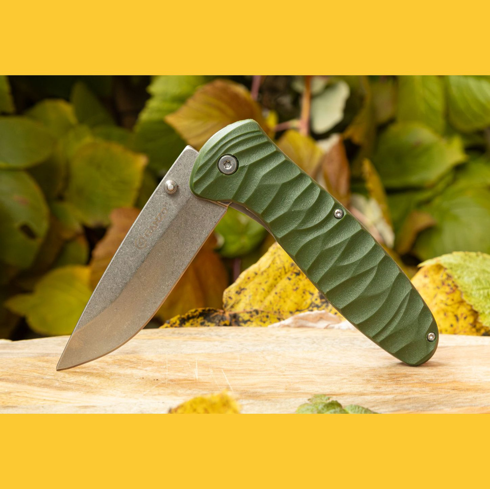Нож Ganzo G6252-GR зеленый, с клипсой, нож складной ганзо туристический ...