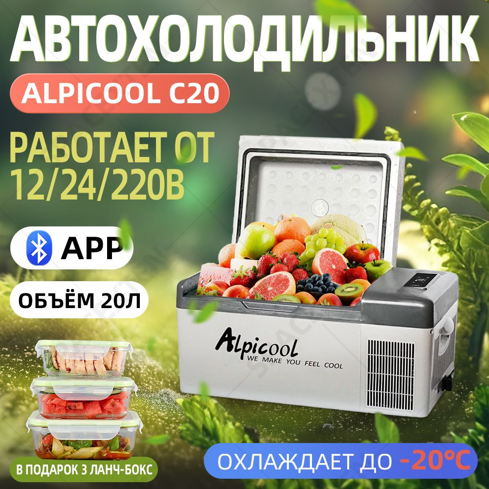 Автомобильный холодильник Alpicool С20 (12В/24В/220В) 20 литров ...