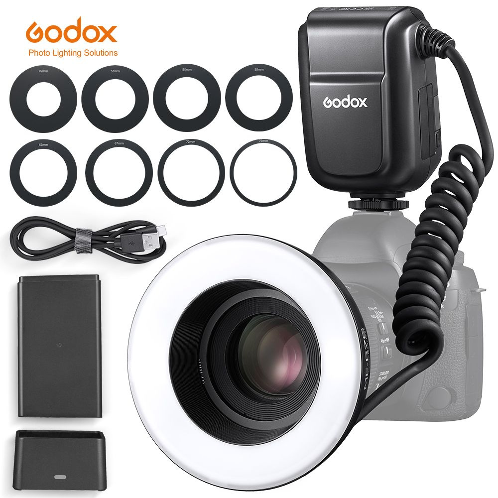 Godox MF-R76 5000K Macro LED Ring Flash Light для камеры Sony, Canon ...