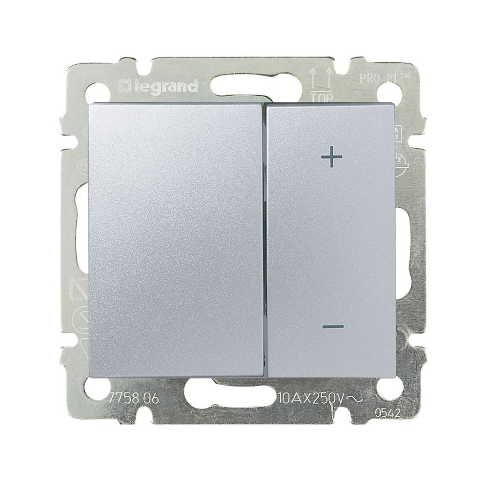 Диммер нажимной 600Вт, цвет Алюминий Legrand Valena - купить с доставкой по выгодным ценам в ...