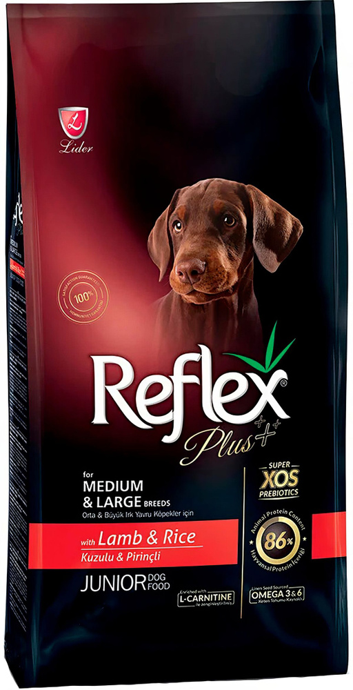 Корм Reflex Plus Medium Large Breed Junior Lamb&Rice для щенков средних и крупных пород, ягнёнок ...