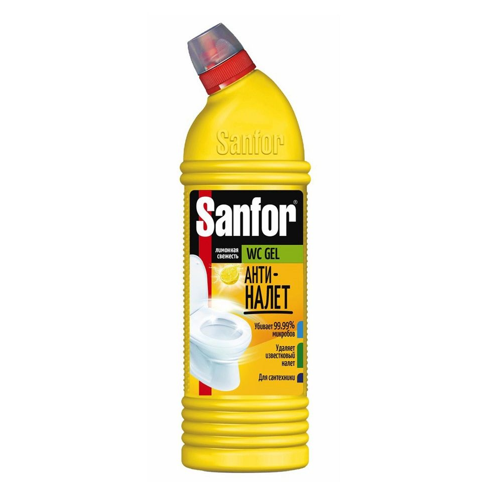 Чистящее средство Sanfor WC Gel, антиналет, лимонная свежесть 1л купить ...