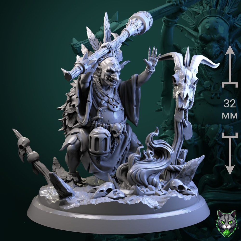 Миниатюра фигурка для настольных игр ДнД (DnD) Гоблин шаман (Goblin ...