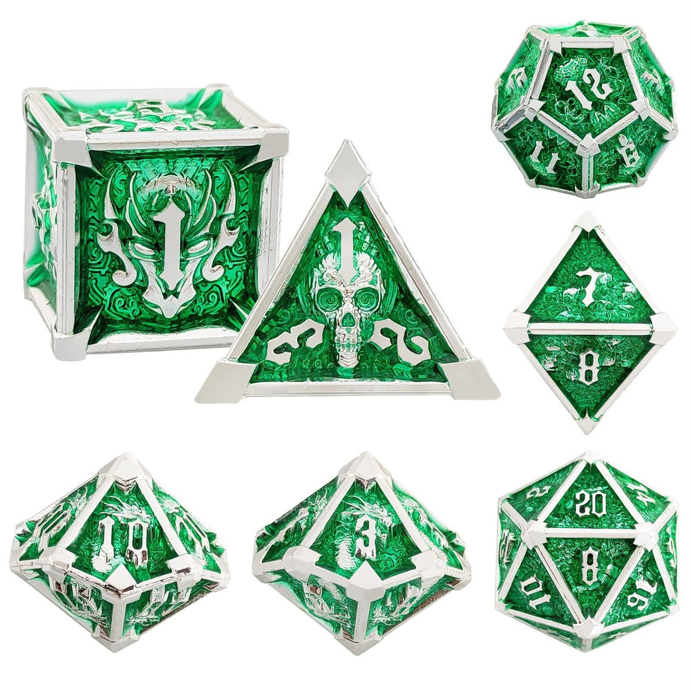DnD Skull&Dragon Metal Dice Set,кубики метал для DnD и настольных ...