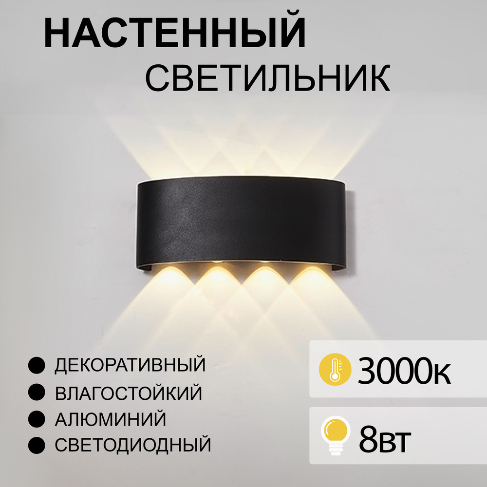 Светильник настенный светодиодный черный 8 Вт AINE Light бра настенные ...