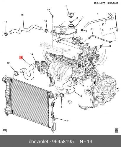 Патрубок CHEVROLET Aveo (13-) радиатора нижний OE 96958195 ORG купить ...