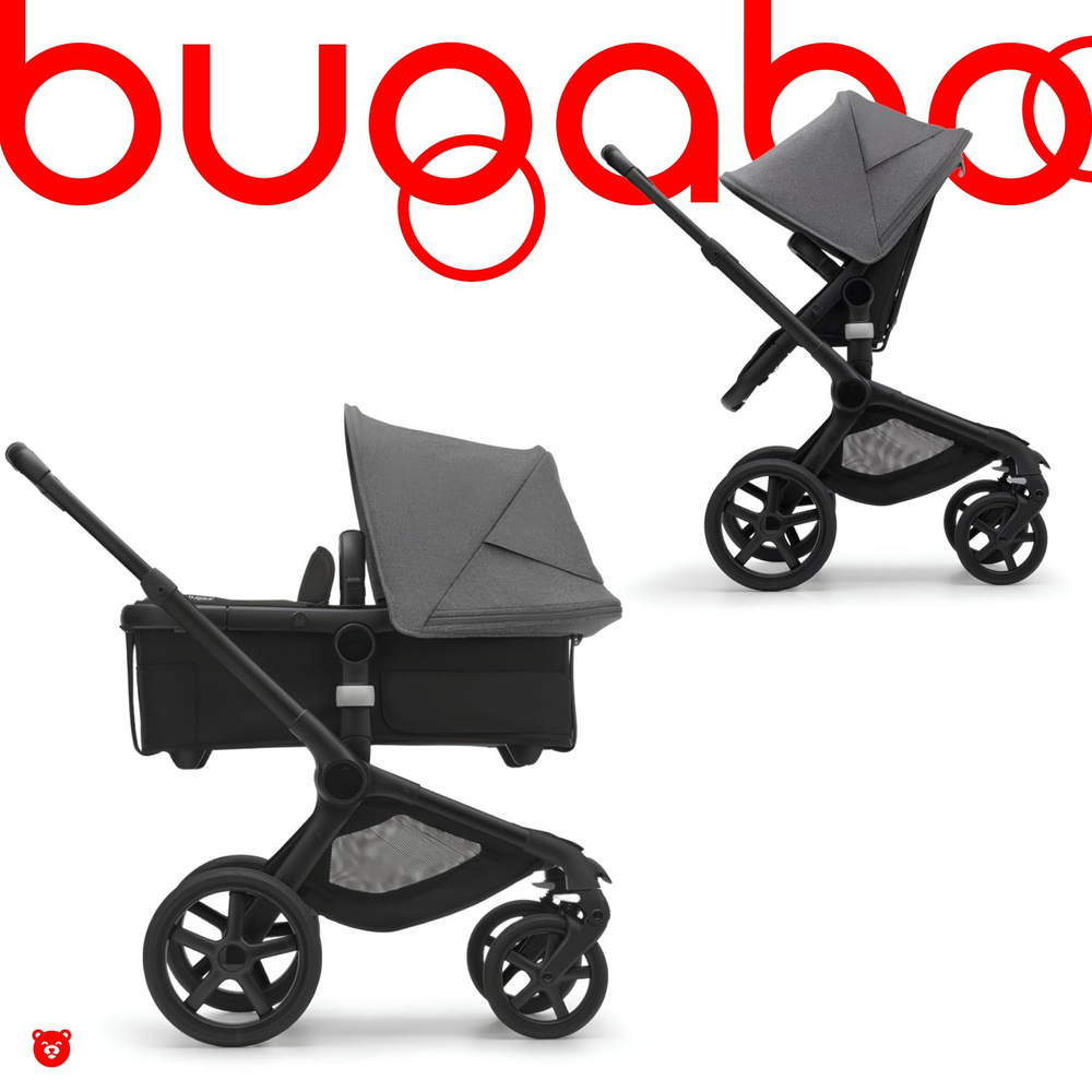 Bugaboo Fox 5 RENEW Коляска 2 в 1, шасси Black, Midnight Black, капюшон Grey Melange купить на ...